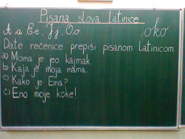 Tabla: Pisana slova latinice - Pokazivač